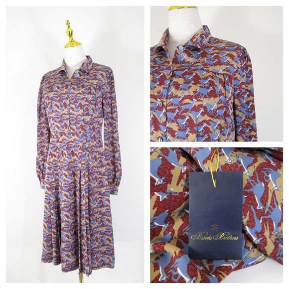 Brooks Brothers | Dresses | Brooks Brothers Animal Print Silk Aline ...
